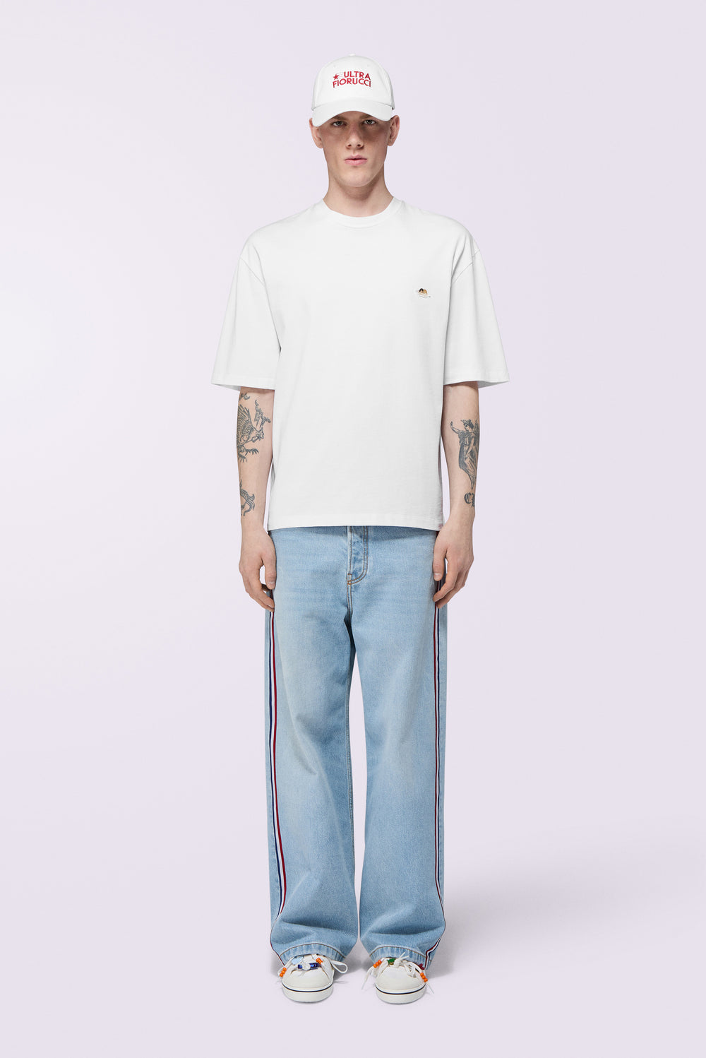 Tricolor Stripe Baggy Jeans Light Blue | Fiorucci