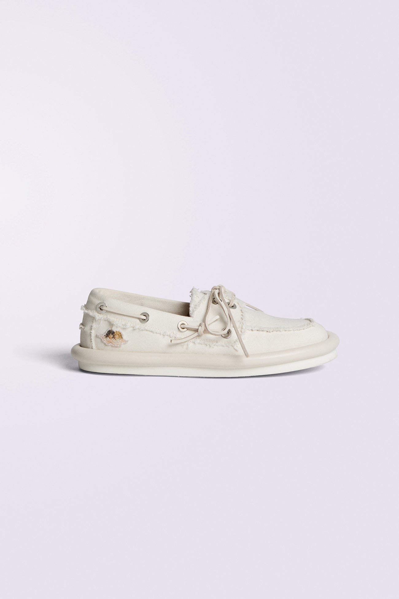 Women's Angels Patch Boat Shoes White | Fiorucci